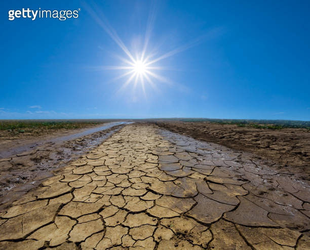 dry cracked plain under sparkle hot sun 이미지 (1399762574) - 게티이미지뱅크
