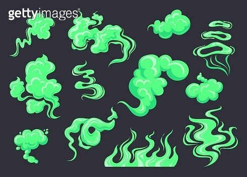 Toxic stench. Green vapors cloud, stink gas bad flavor breath, chemical ...