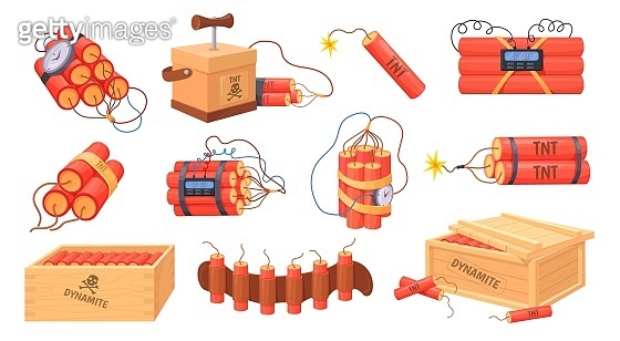Tnt dynamite. Cartoon bomb with burning wick and explosive detonator ...