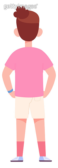 Girl rear view. Cartoon kid character standing (1443003874) 일러스트, 무료 ...
