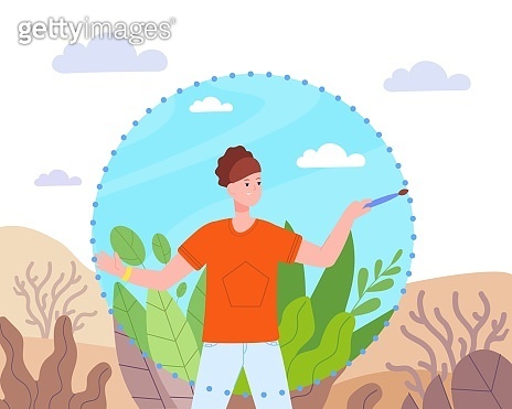 Personal barrier. Introvert person break or setting personale ...