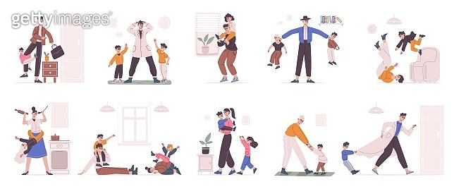 Parents crazy kids. Parent want kid, stressed parenting, tired mother ...