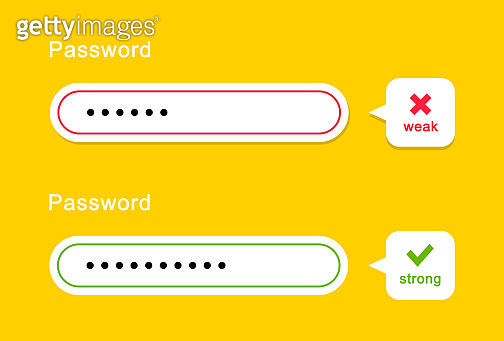 Password Safety Password Weak And Strong Template For Website Authorization Concept Password