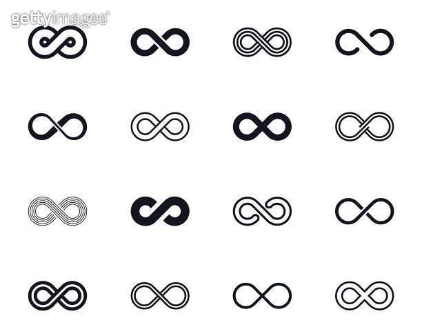 Infinity symbols. Set of infinity icons. Symbols of endless, unlimited ...