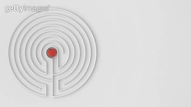 Round white labyrinth maze game with entry and exit, find the path to ...