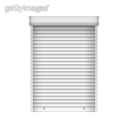 Horizontal closed window blind. Realistic plastic jalousie. Vector ...