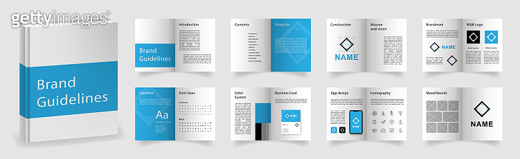 Light Blue Brand Guidelines template. Brand Manual presentation in A4 ...