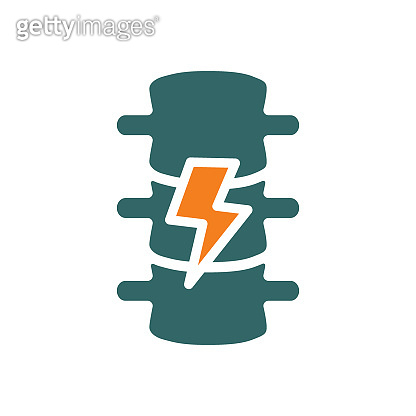 Spine with acute pain colored icon. Danger of vertebral column disease ...