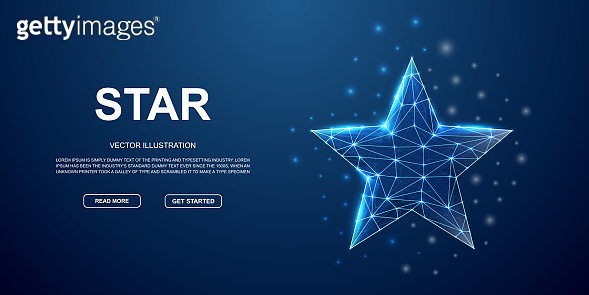 Star 3d low poly symbol with connected dots for landing page. Rating ...