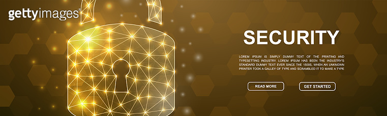 Lock 3d low poly symbol for promotion banner. Antivirus design template ...