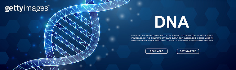 DNA spiral 3d low poly symbol for head promotion banner. Biotech design ...