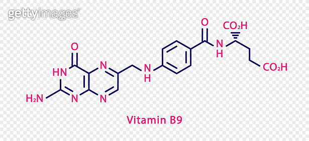 Vitamin B9 chemical formula. Vitamin B9 structural chemical formula ...
