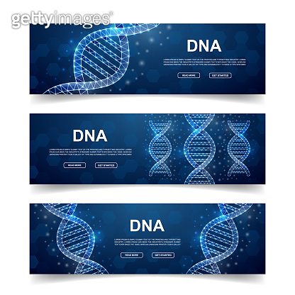 Set of three DNA spiral horizontal banners. Horizontal illustration for ...
