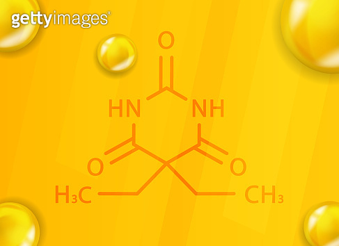 Barbital chemical formula. Barbital 3D Realistic chemical molecular ...