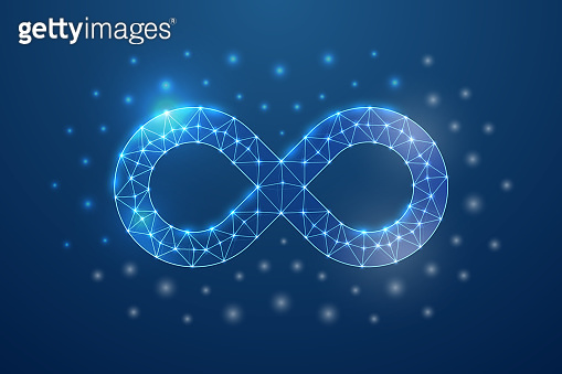 Infinity 3d symbol in blue low poly style. Forever, unlimited design ...
