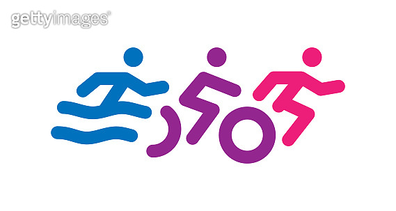 Triathlon logotype. Simple sport logo design template. Swimming ...