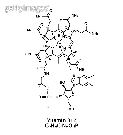 Vitamin B12 Cyanocobalamin molecular structure. Vitamin B12 ...