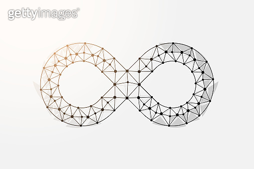 Infinity 3d low poly symbol with connected dots. Forever, unlimited ...