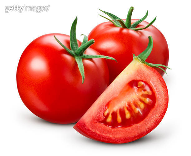 Tomato isolated on white background. Tomatoes with a slice isolate ...