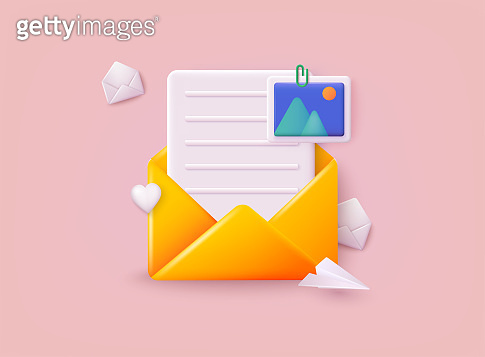 Open mail envelope icon with marker new message. Document and postal ...