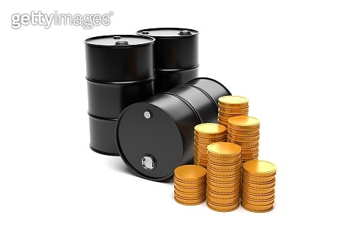 Oil drums with a stack of coins (1427268176) 일러스트, 무료 일러스트 - 게티이미지뱅크