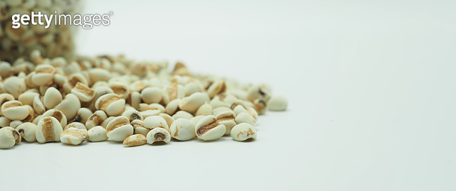 Job's Tears, also known as adlay and coix on white background. Popular ...