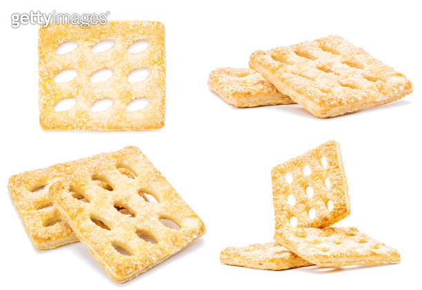 square biscuit cookies set isolated on white background. wheat stuffed ...