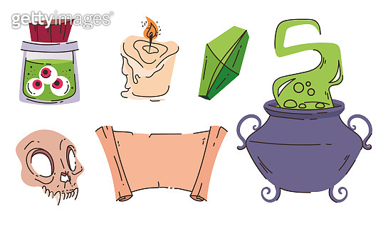 Alchemy witch magical mystery witchcraft wizard doodle line art ...