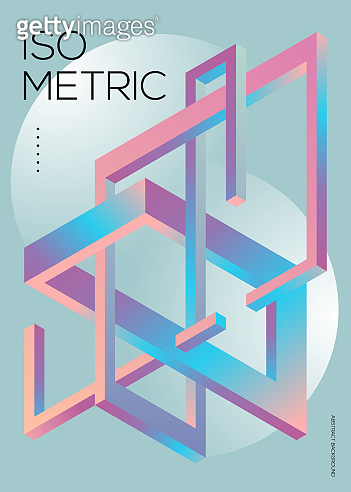 Isometric gradient geometric shape abstract background modern art style ...