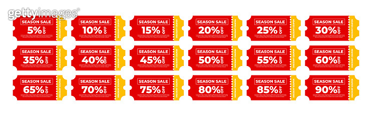 Set of vector red sticker promotion discount rates. Simple flat style ...