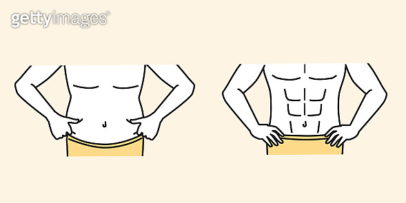 Man abdominal muscles and fat 이미지 (1411747010) - 게티이미지뱅크