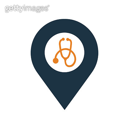 Clinic, hospital location icon. Simple editable vector graphics. 이미지 ...