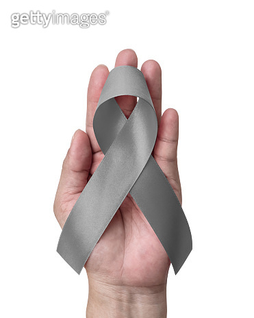 Grey or gray ribbon for Brain cancer and tumors awareness, allergies ...