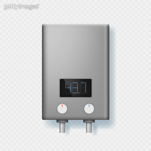 Realistic electric or gas water heater and boiler. Air climate ...