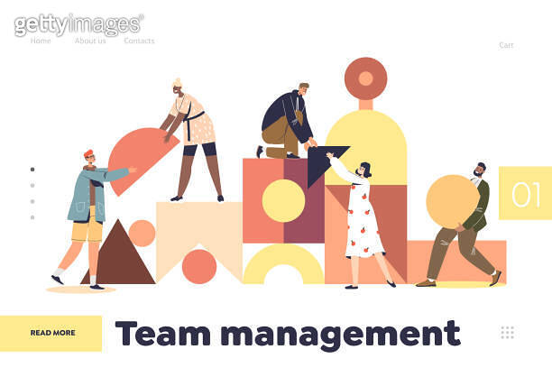 Team management concept of landing page with group of colleagues ...