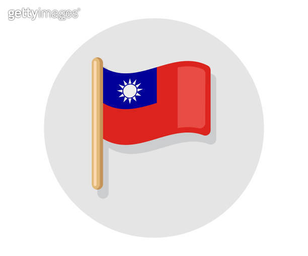 Taiwan vector waving on stick flag. Taiwan country icon flag ...