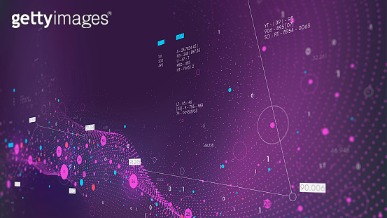 Database grid visualization, big data flow wave, analytics and information processing by ...