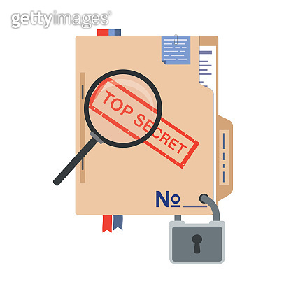 Government report top secret, seal stamped on folder with important ...