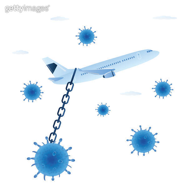 Fly ban. Coronavirus is tied to an aircraft in large chain. Ban on ...