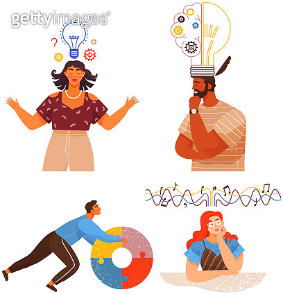 Mindset types set structural, analytical, logical and creative artistic ...