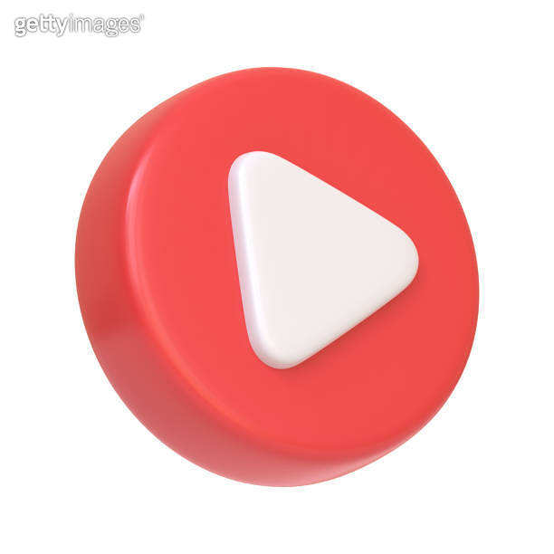 Red round play button isolated on white background 이미지 (1435983072 ...