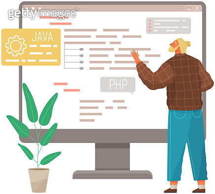 Programmer engineering and coding. Set of programmers working on web ...