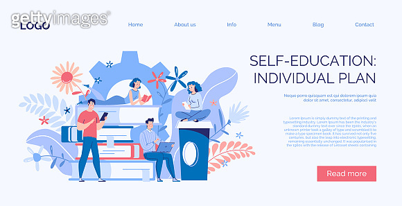 Characters students, freelancers, teachers. Concept online e-learning, self-education, remote ...