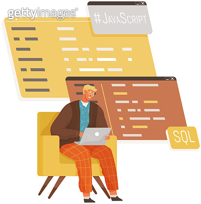 Programmer engineering and coding. Set of programmers working on web ...