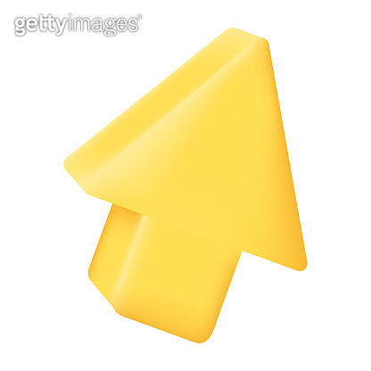 Yellow Arrow Pointer, Mouse Cursor 3D Icon Vector Illustration on White ...