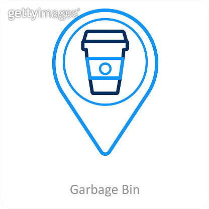 Garbage Bin and location icon concept (1445123328) - 게티이미지뱅크