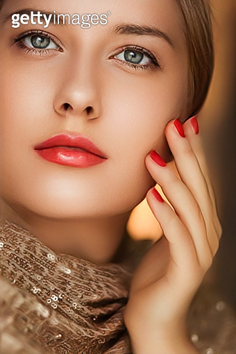 Beauty, makeup and glamour, face portrait of beautiful woman with ...
