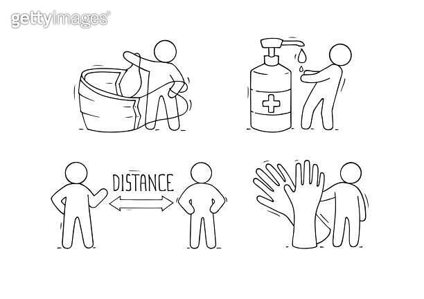 Cartoon icon set - disease prevention. (1392083688) - 게티이미지뱅크