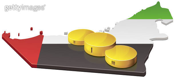 Golden competition podium in the United Arab Emirates (cut out ...