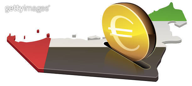 Investing in euros in the United Arab Emirates (cut out) 이미지 ...